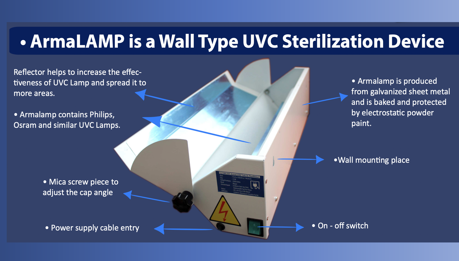 ArmaLAMP Germicidal Ultraviolet (UVC) with Cap and Reflector - Team Medical & Scientific Sdn Bhd